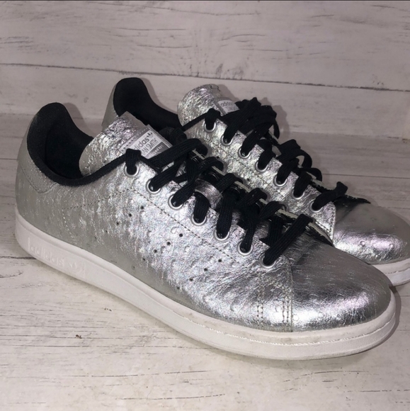 adidas | Shoes | Adidas Stan Smith Metallic Silver Skateboard Size 8 ...